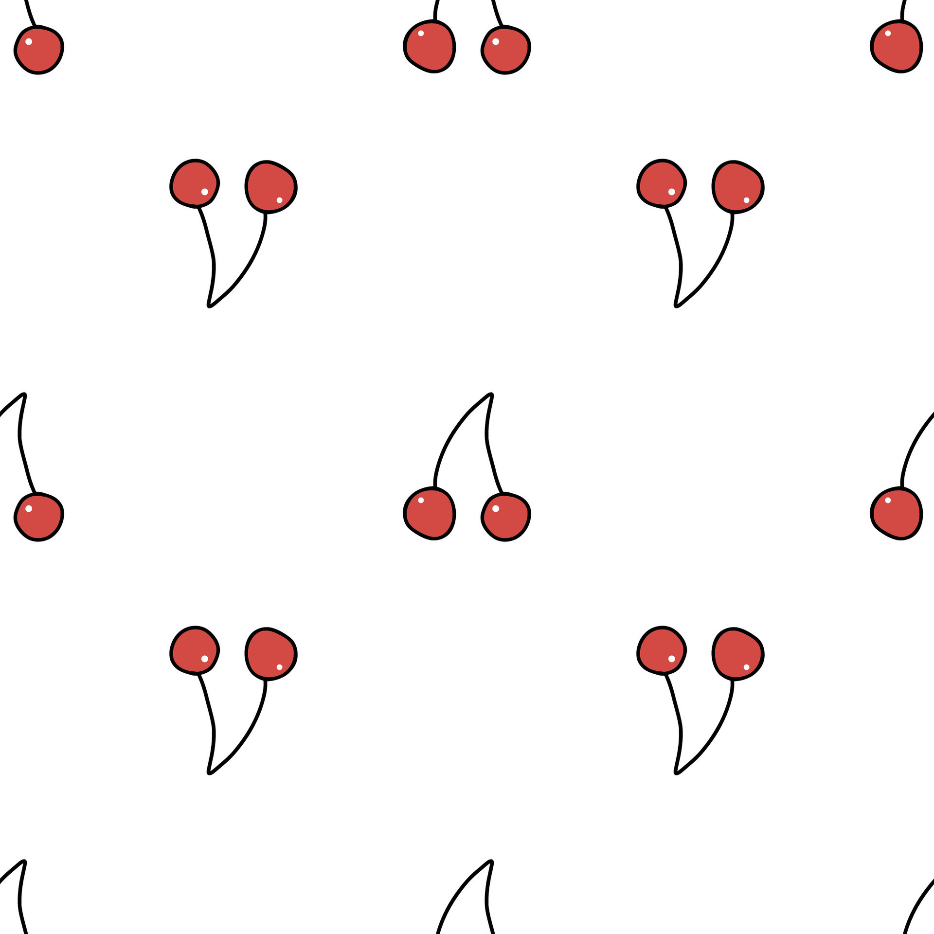 Vector Hand Drawn Seamless Pattern Cherry On White Background 35347818