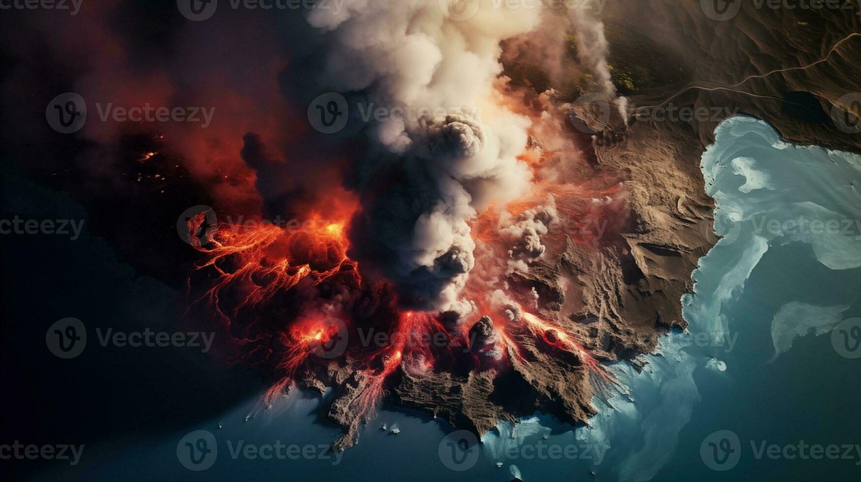 AI generated scene of volcano eruption in natural environment 35350642 ...