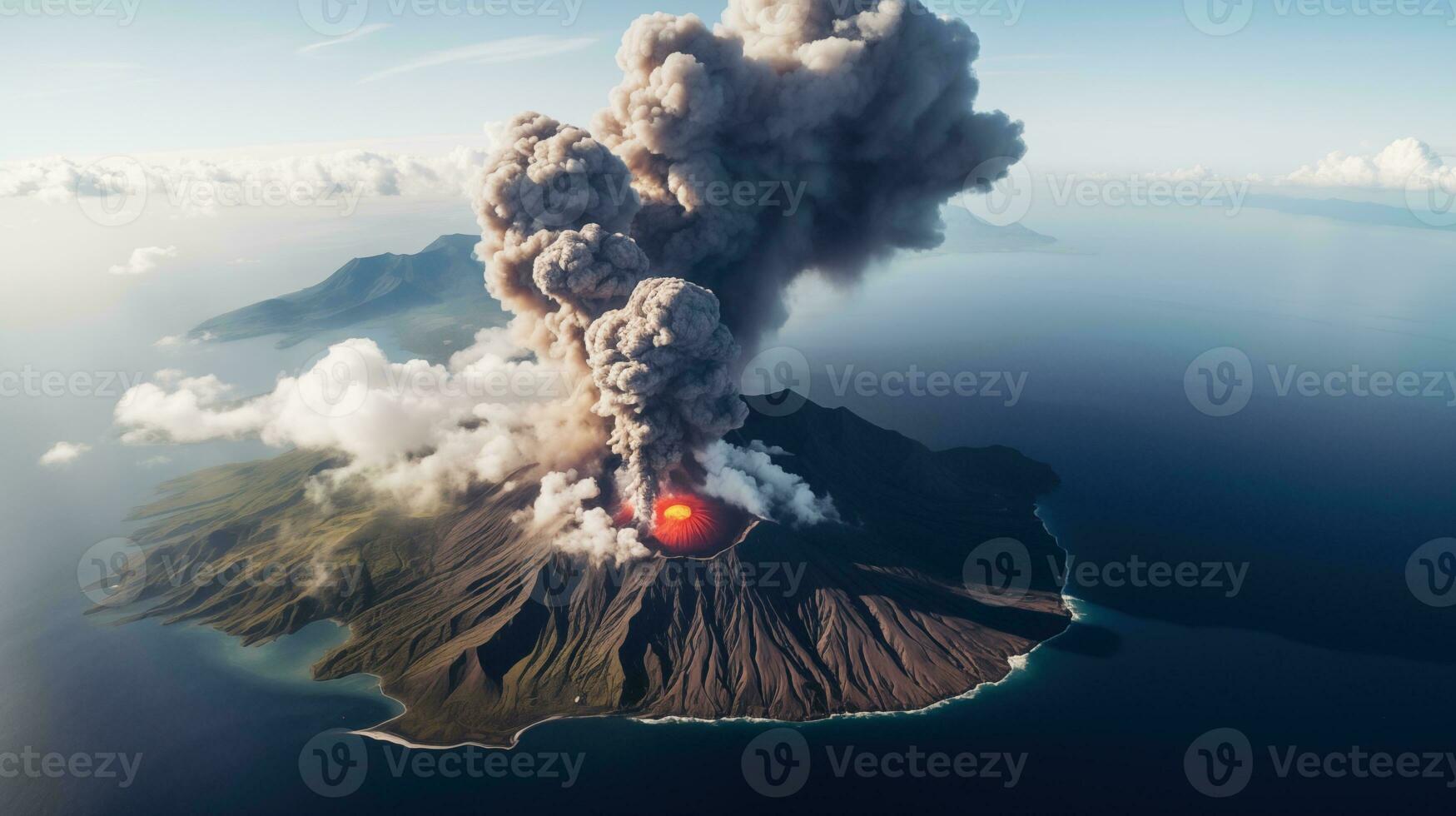 AI generated scene of volcano eruption in natural environment 35350676 ...