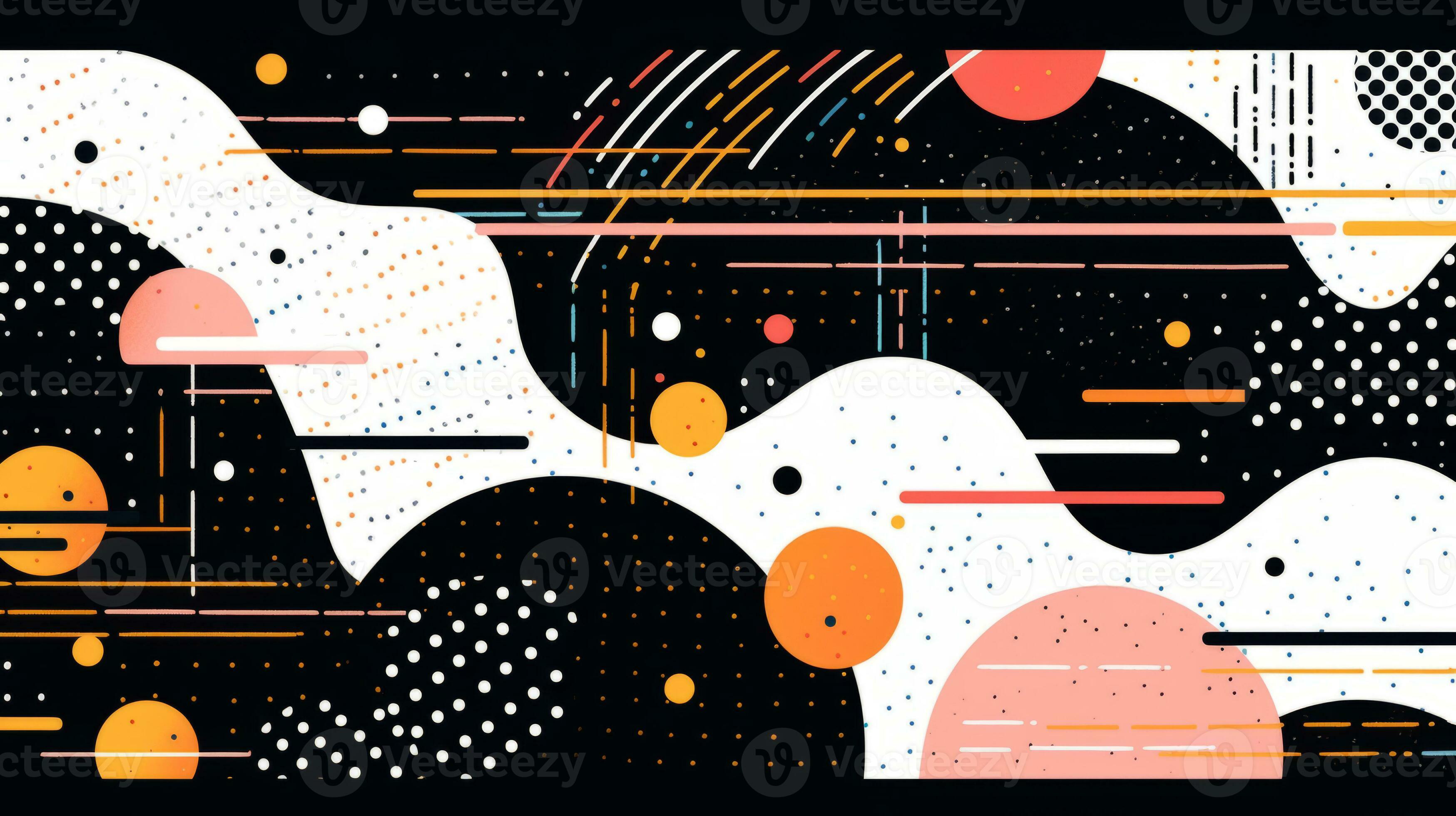 Ai Generated Colorful Abstract Background With Geometric Shapes Lines Circles Dots Memphis