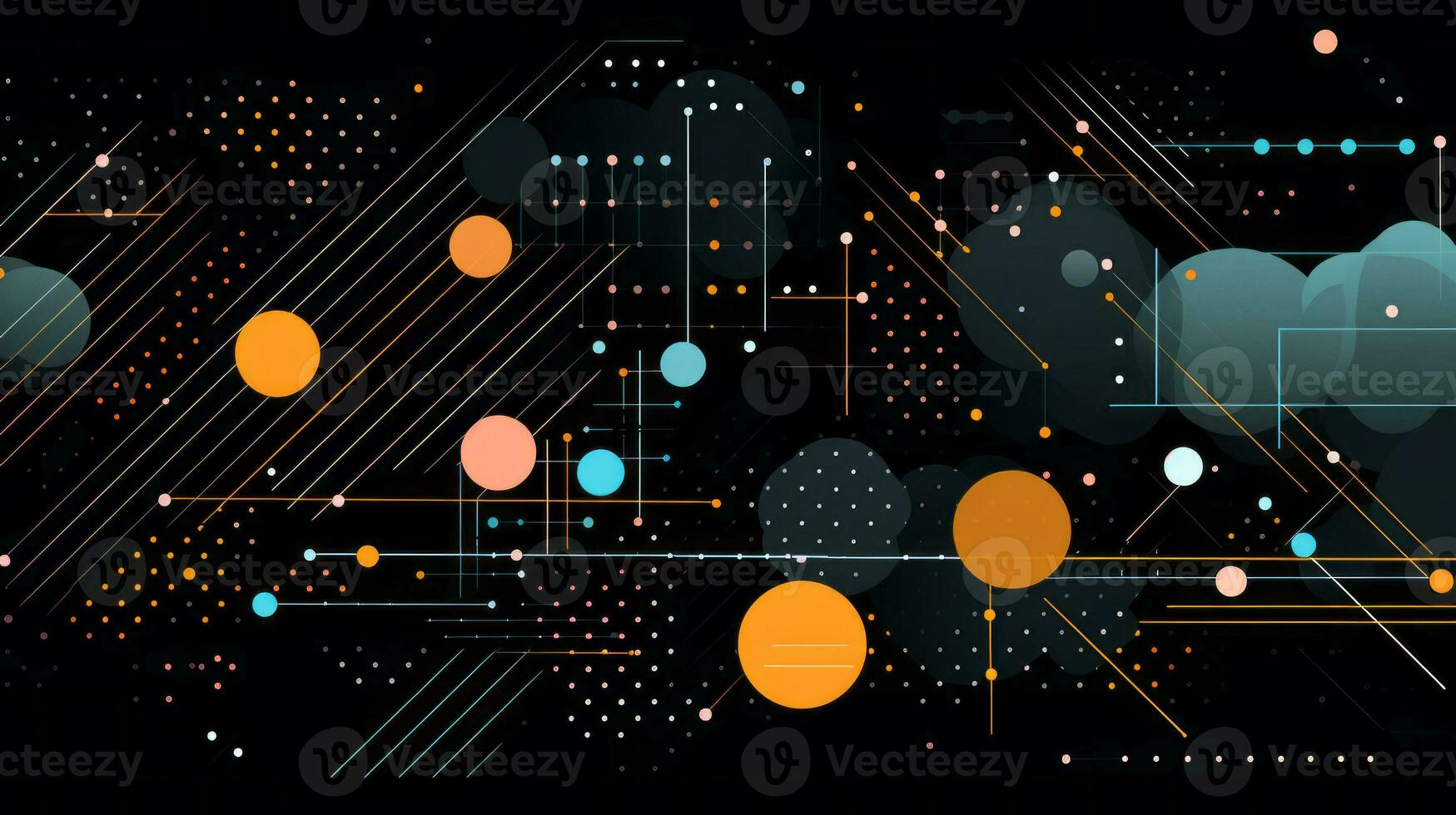 AI generated Colorful abstract background with geometric shapes, lines, circles, dots. Memphis ...