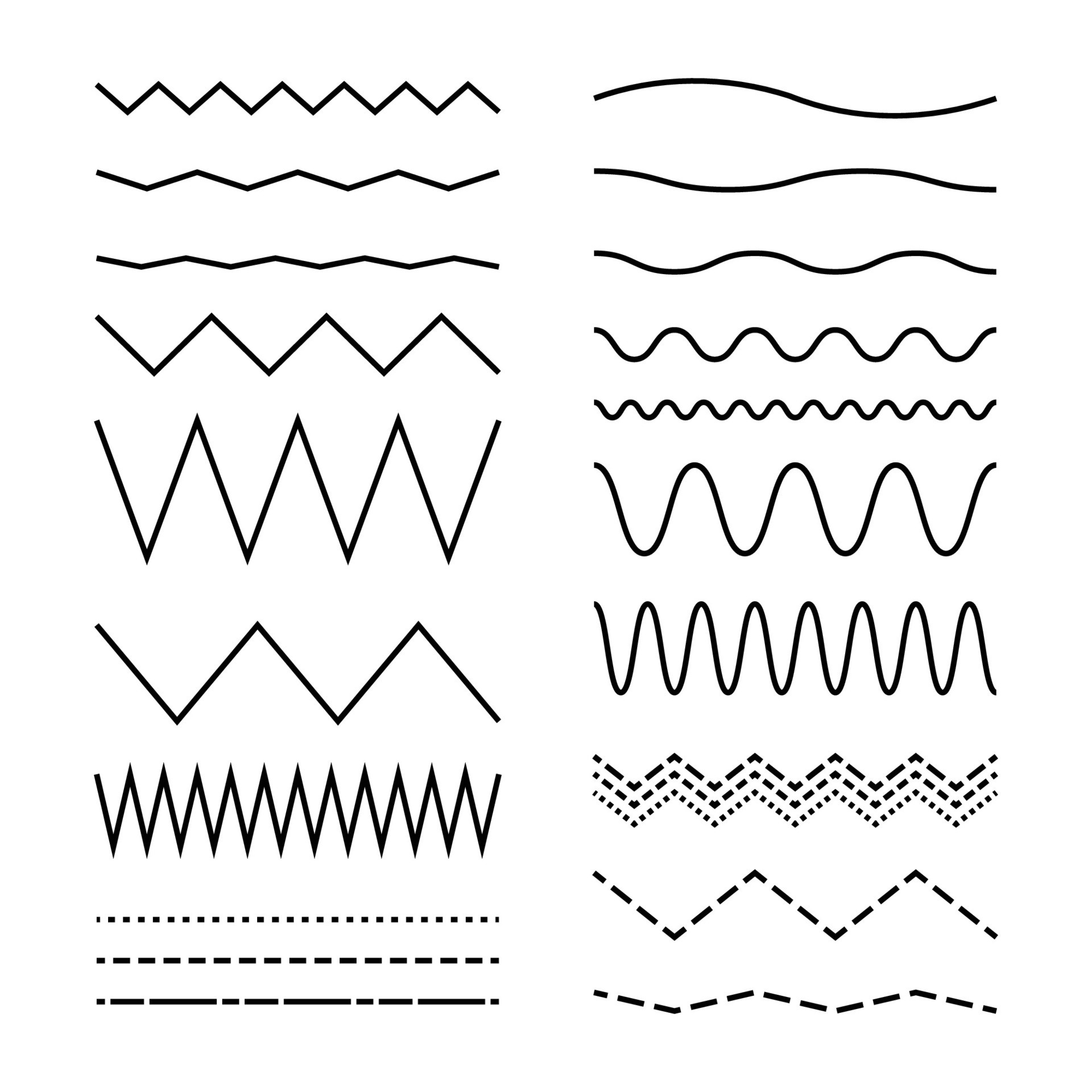 wavy and zigzag line collection 35356461 Vector Art at Vecteezy