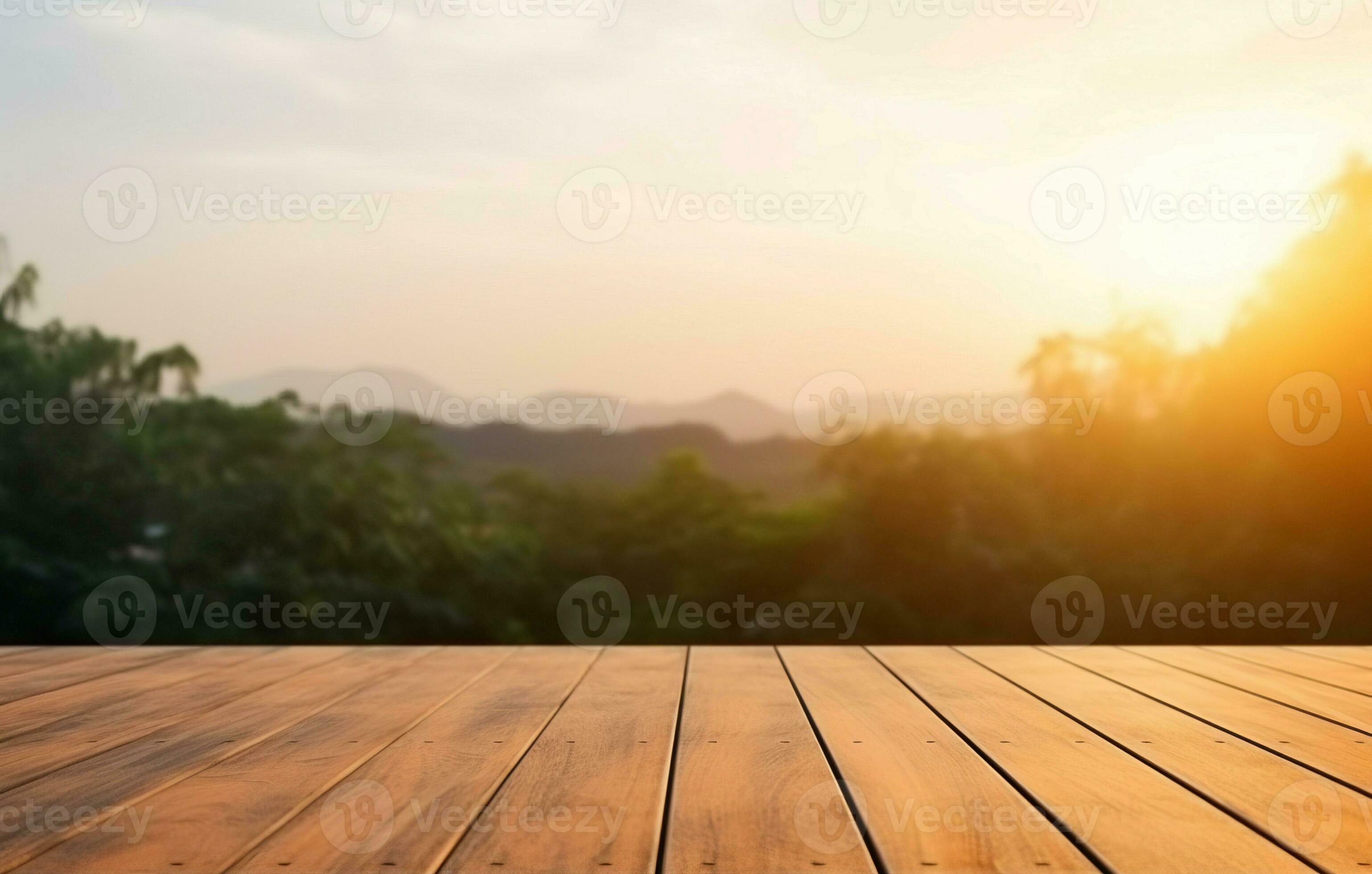 AI generated Empty wood table nature sunset. Generate Ai 35360026 Stock Photo at Vecteezy