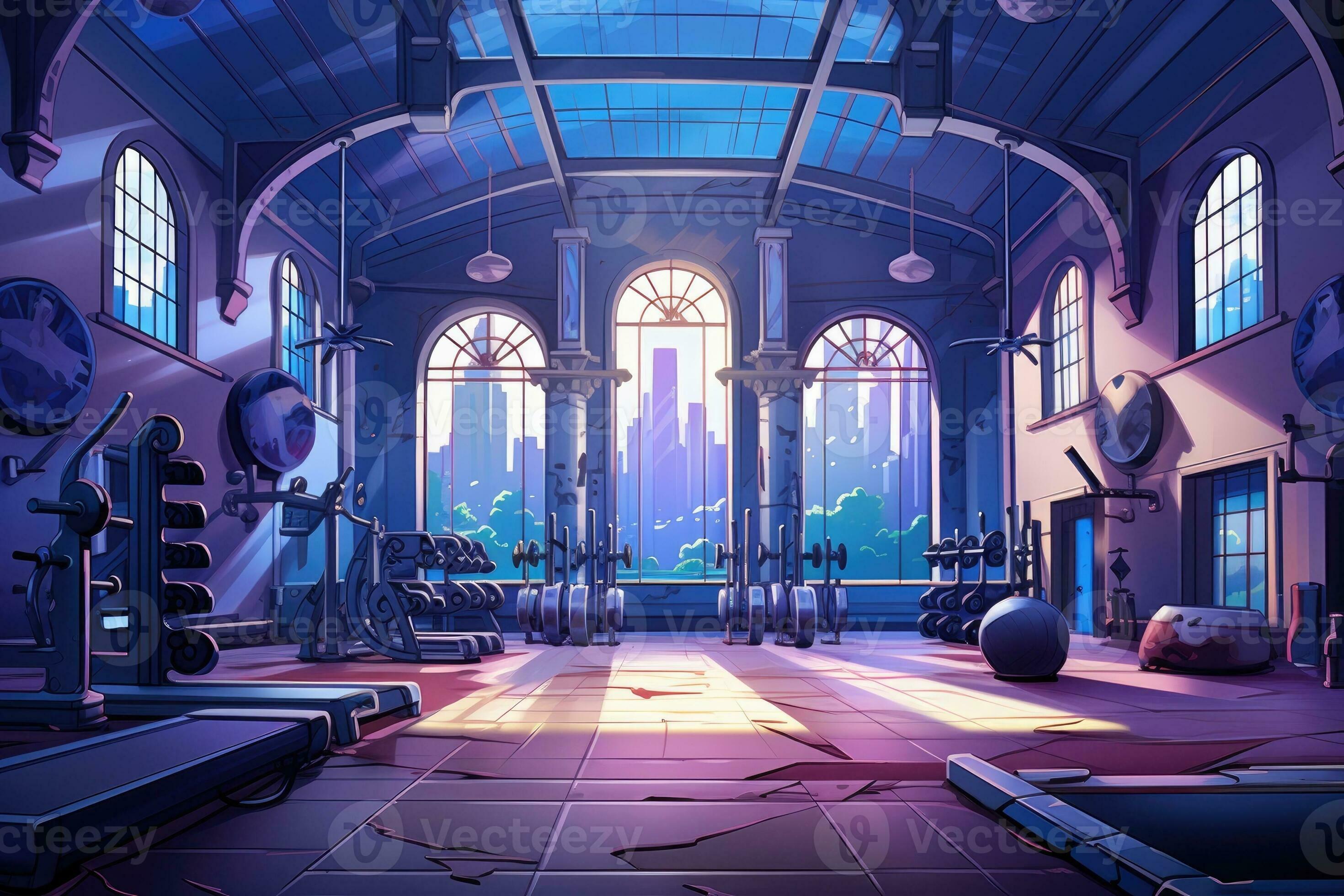 AI Generated Interior view of a gym with equipment, GYM Background ...