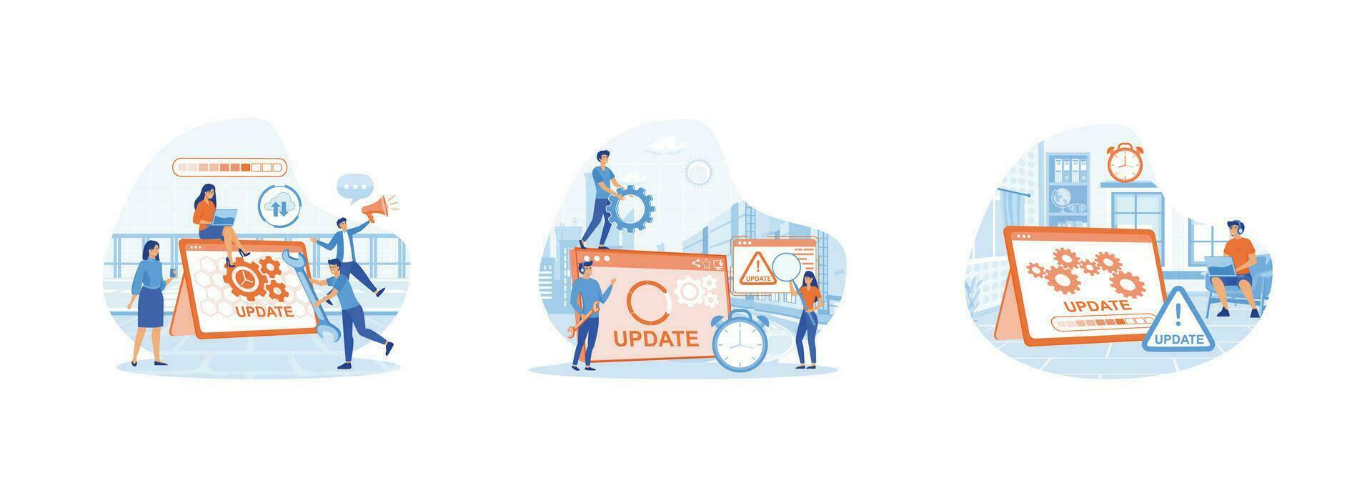 System updates, Tiny programmers upgrading operating system, The ... System updates, Tiny programmers upgrading operating system, The ...