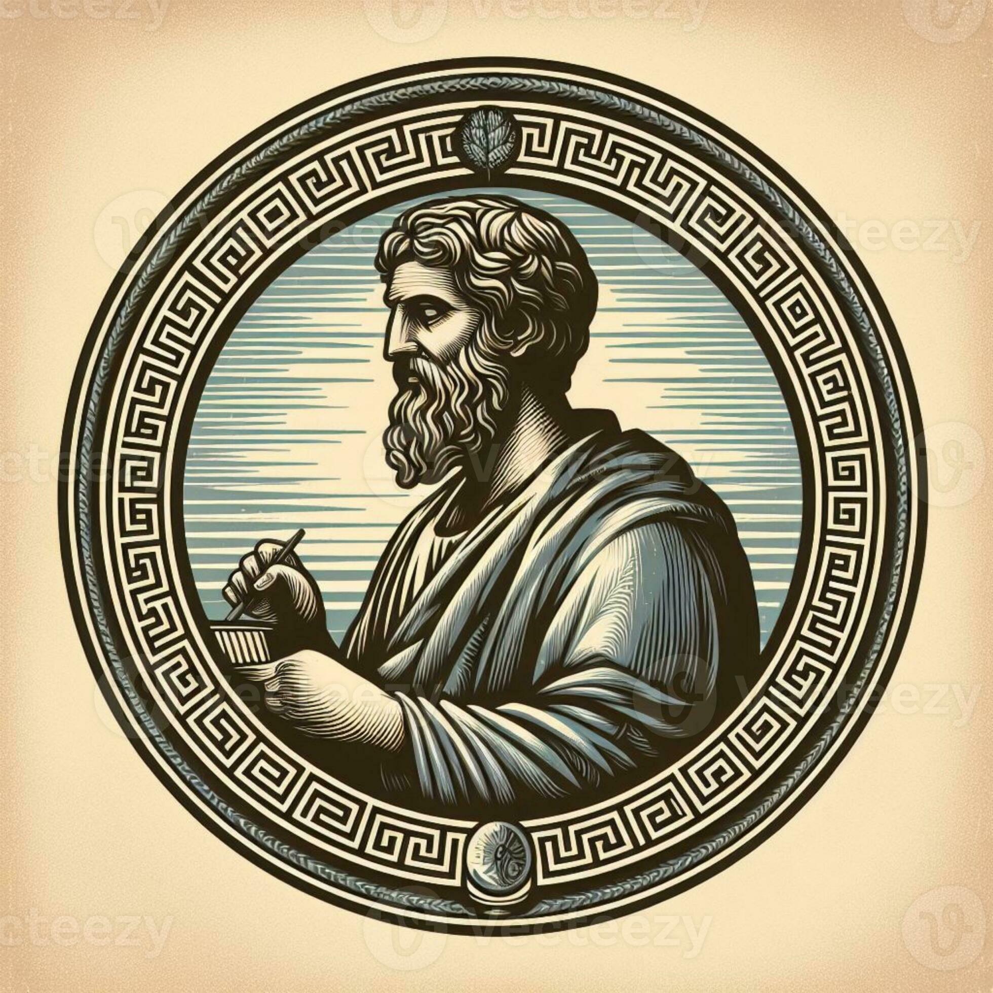 AI generated illustration of Ancient Greek Philosopher in vintage style ...