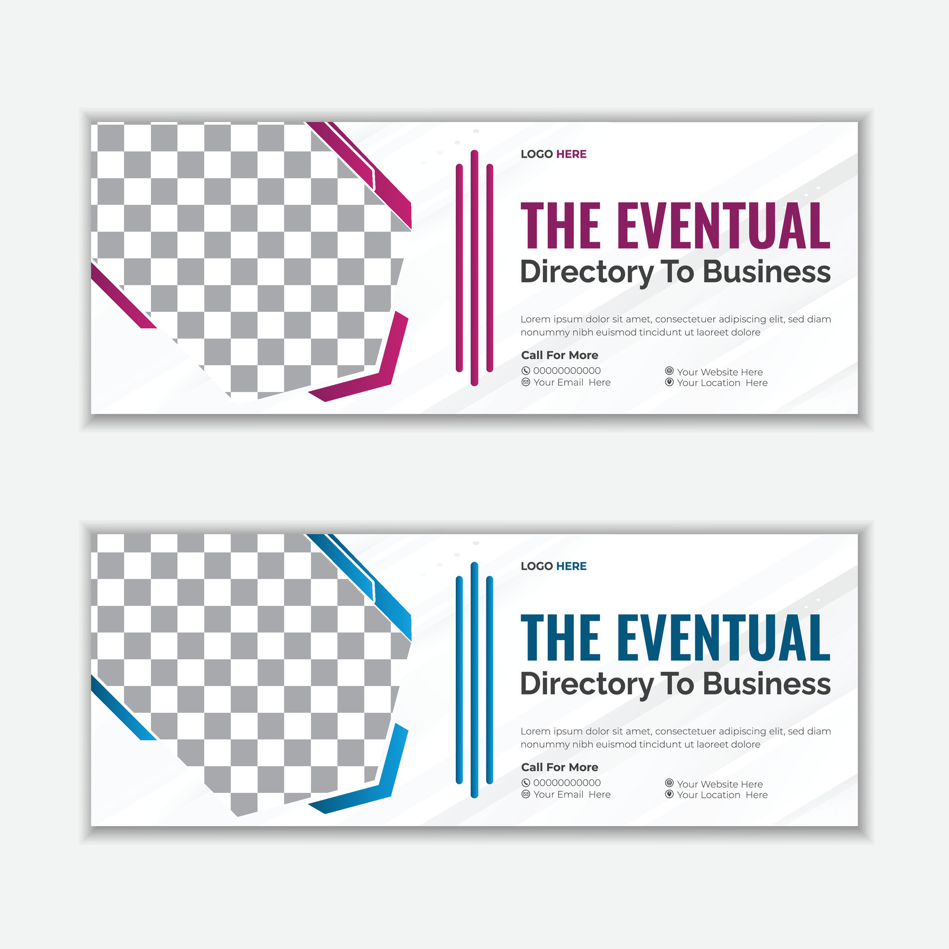 Template of white and black banner with triangles for images for social ...