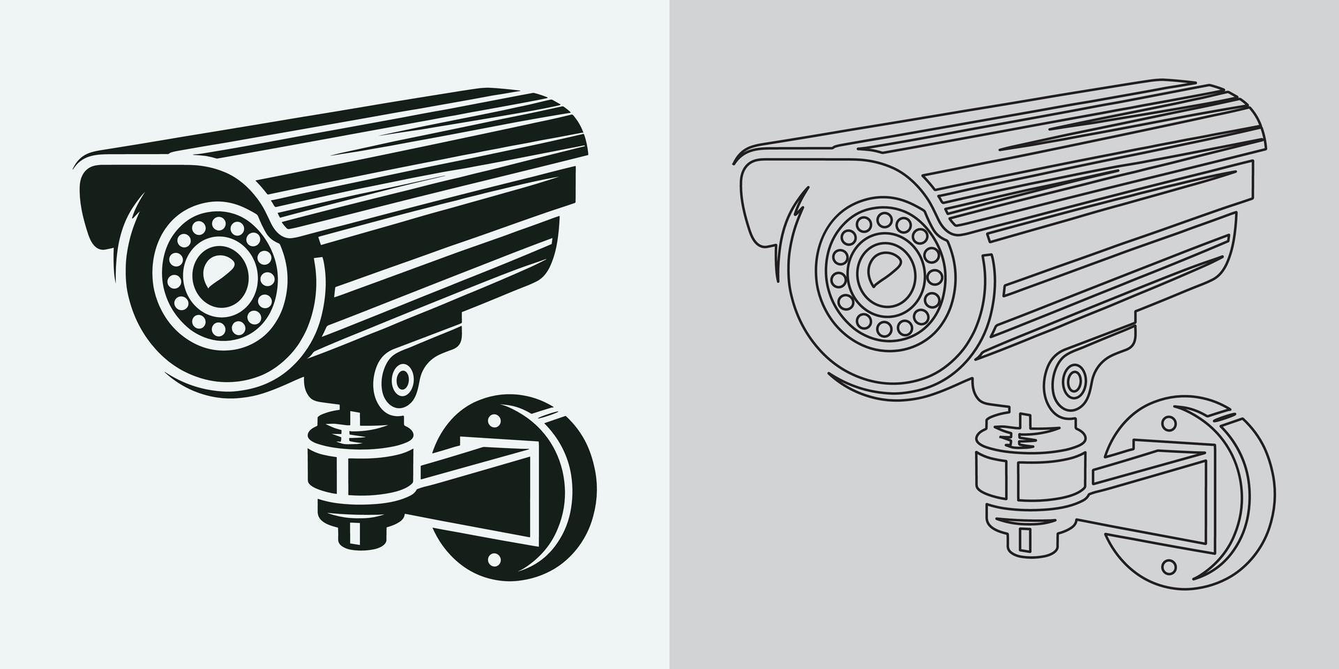 Set Of Security Or Surveillance Camera Icons Cctv Camera Icon Vector Graphics Wireless