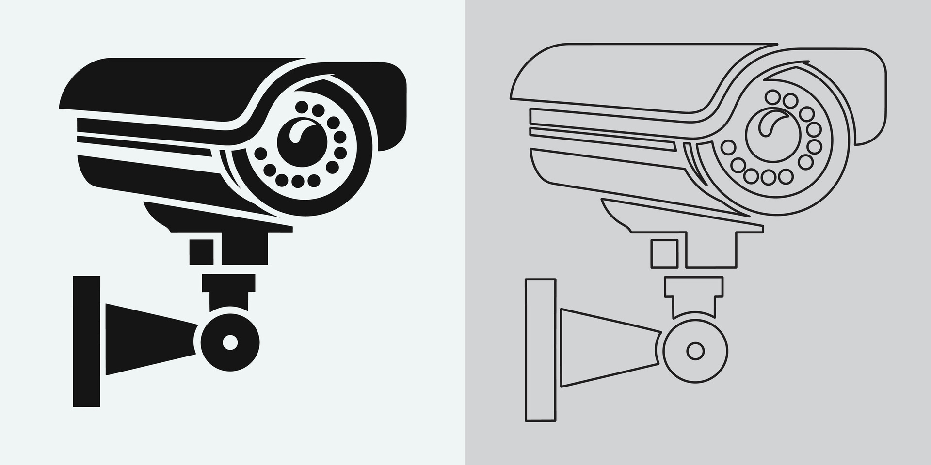 Set Of Security Or Surveillance Camera Icons Cctv Camera Icon Vector Graphics Wireless