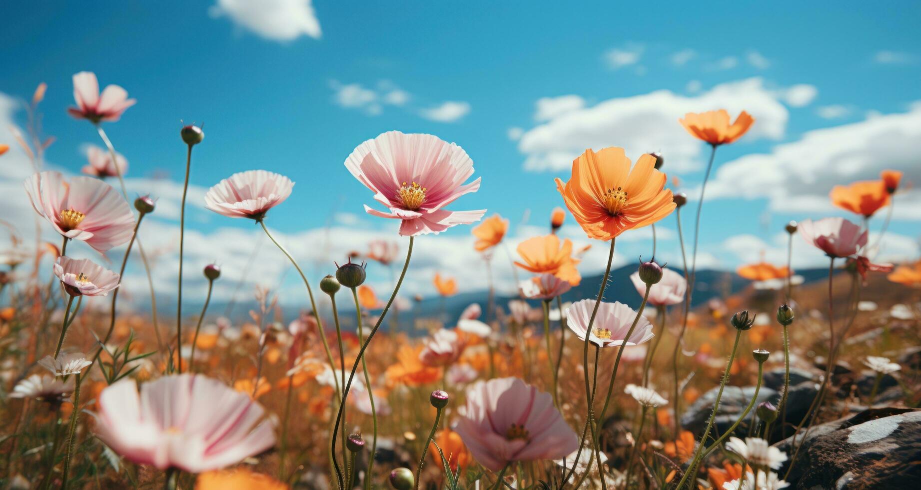 AI generated a spring flower field on sunny day 35379001 Stock Photo at ...