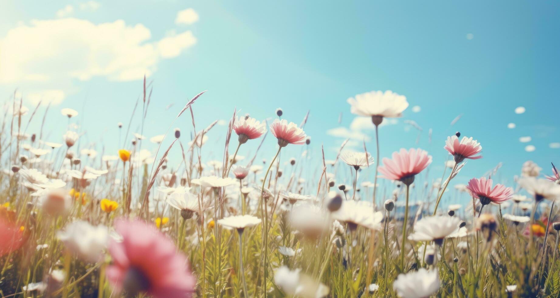 AI generated a spring flower field on sunny day 35379010 Stock Photo at ...