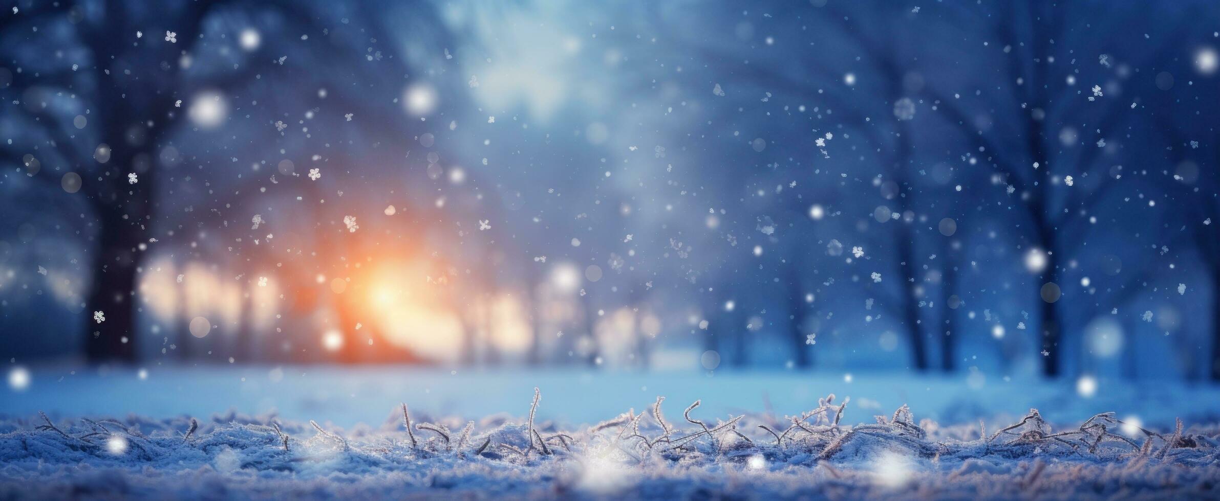 AI generated snow background with trees for christmas on a clear blue ...