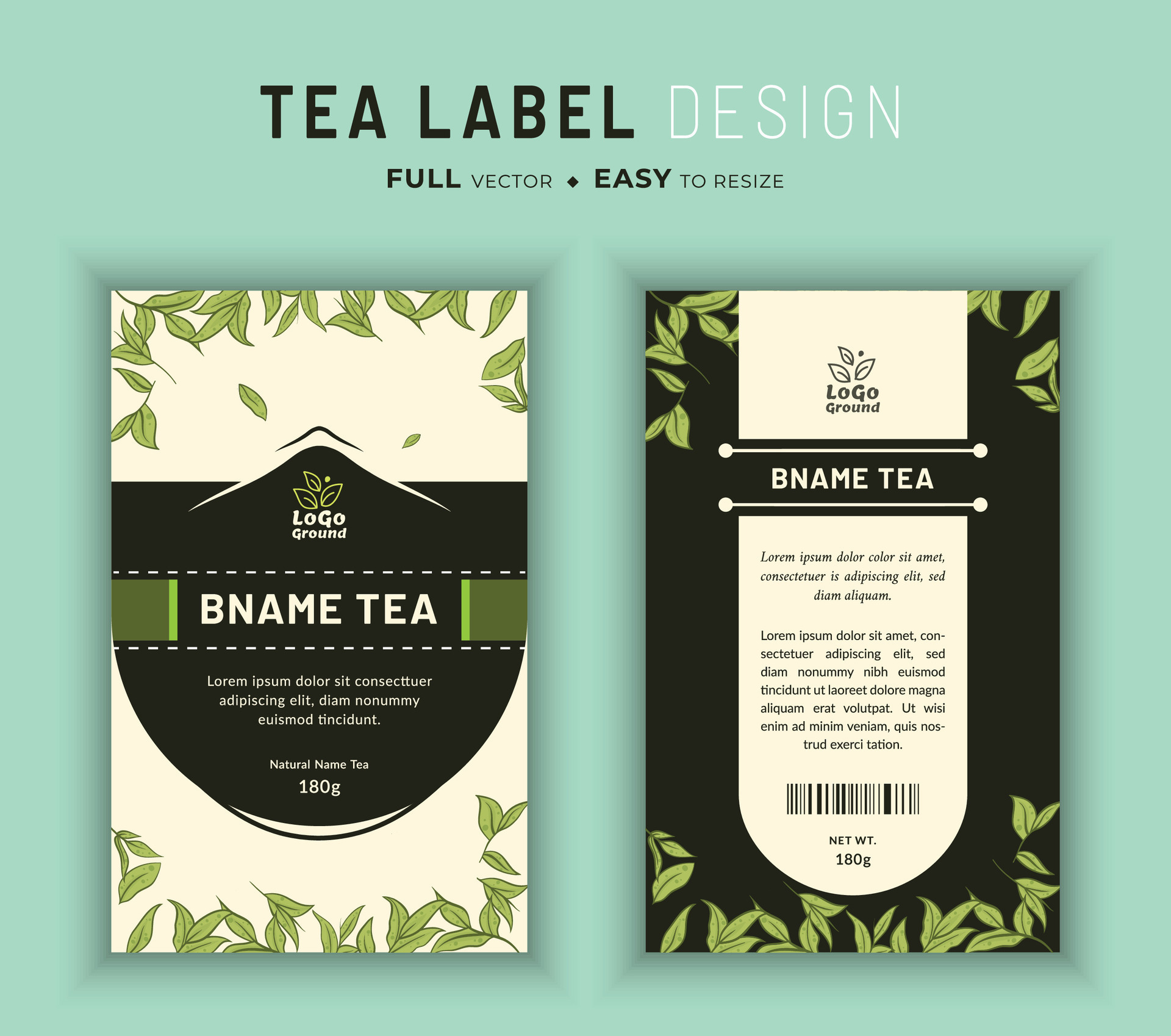 Tea label sticker label design and natural food card banner packaging. 35386433 Vector Art at ...
