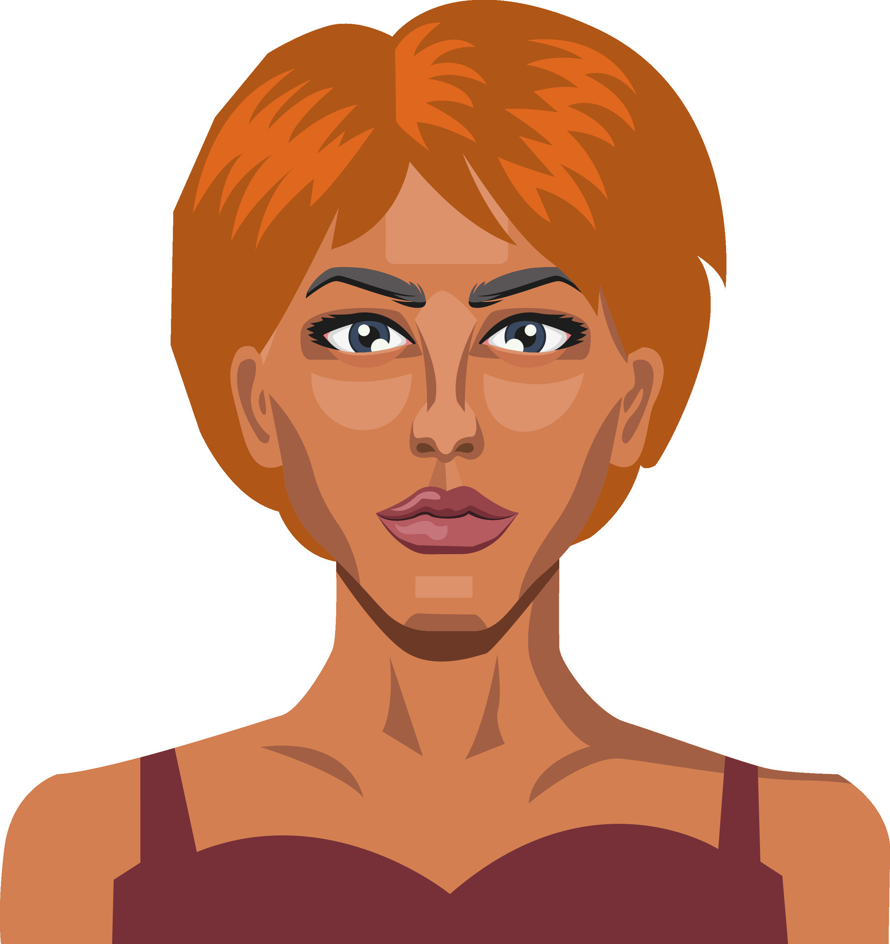 Girl With Short Red Hair Illustration Vector On White Background