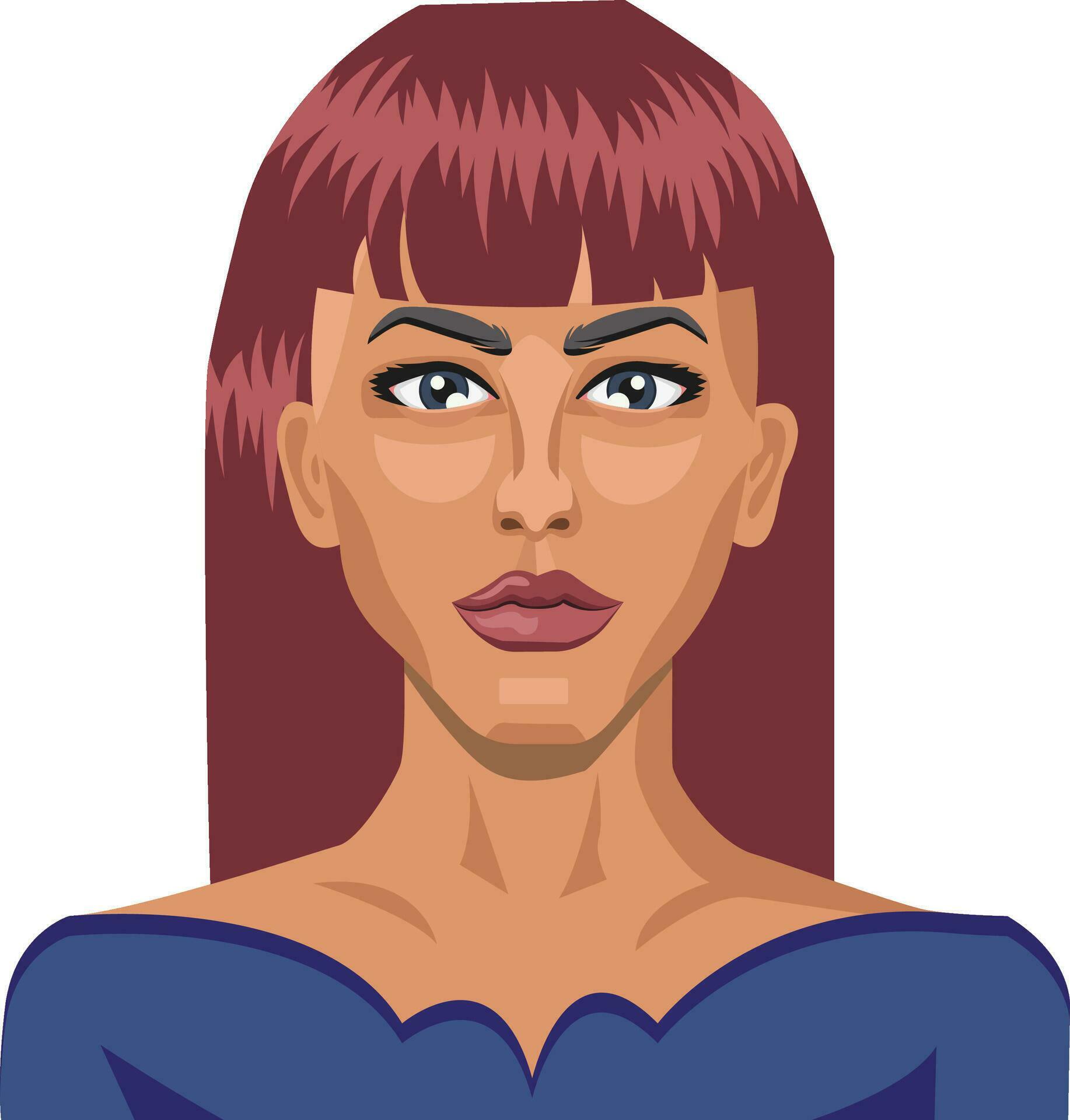 Pretty Girl With Red Hair Illustration Vector On White Background