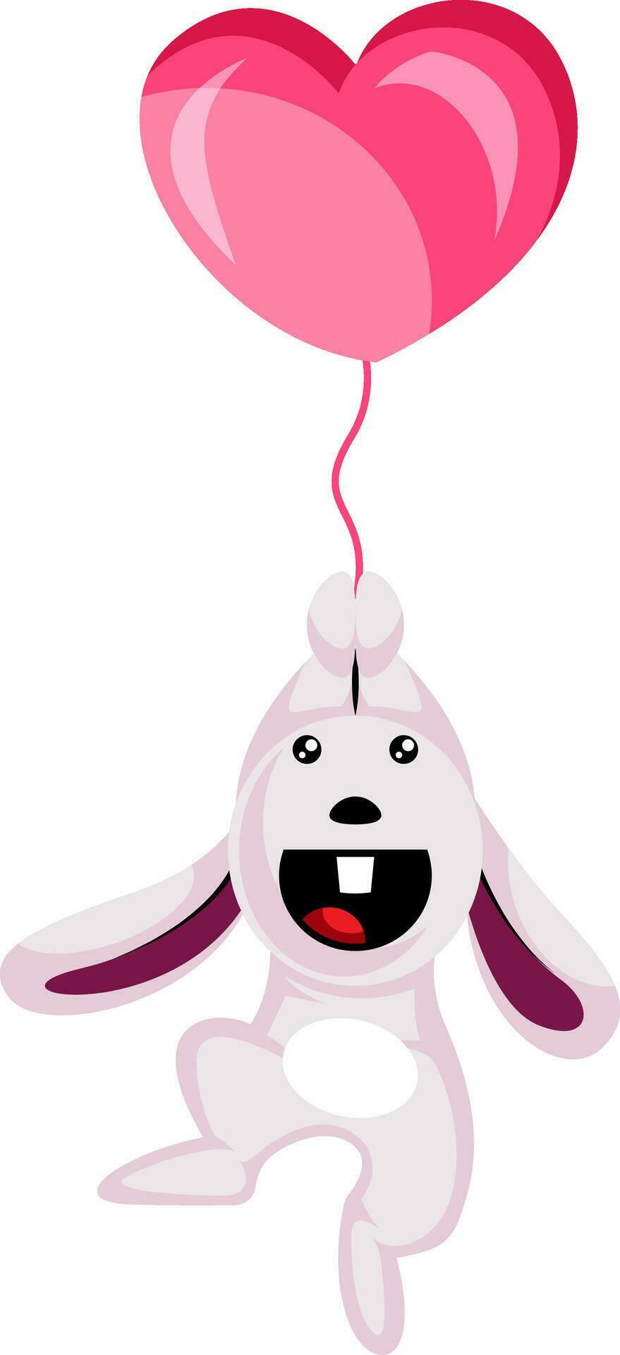 White Rabbit Holding A Heart Shaped Balloon Illustration Vector On White Background 35387554
