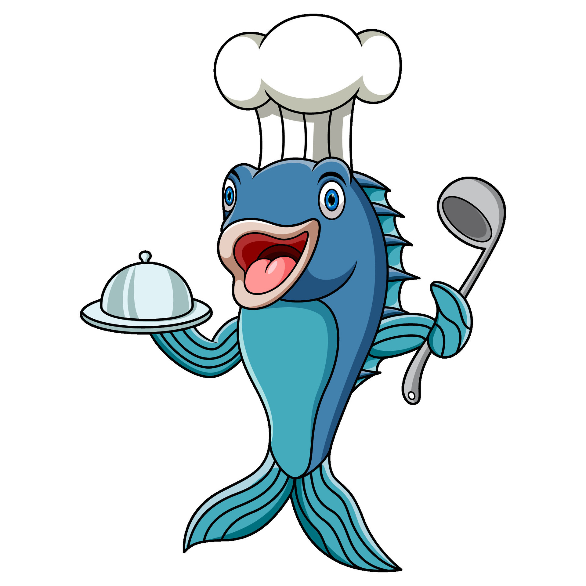 Cartoon chef fish holding a soup ladle with a tray 35388967 Vector Art ... Cartoon chef fish holding a soup ladle with a tray 35388967 Vector Art ...