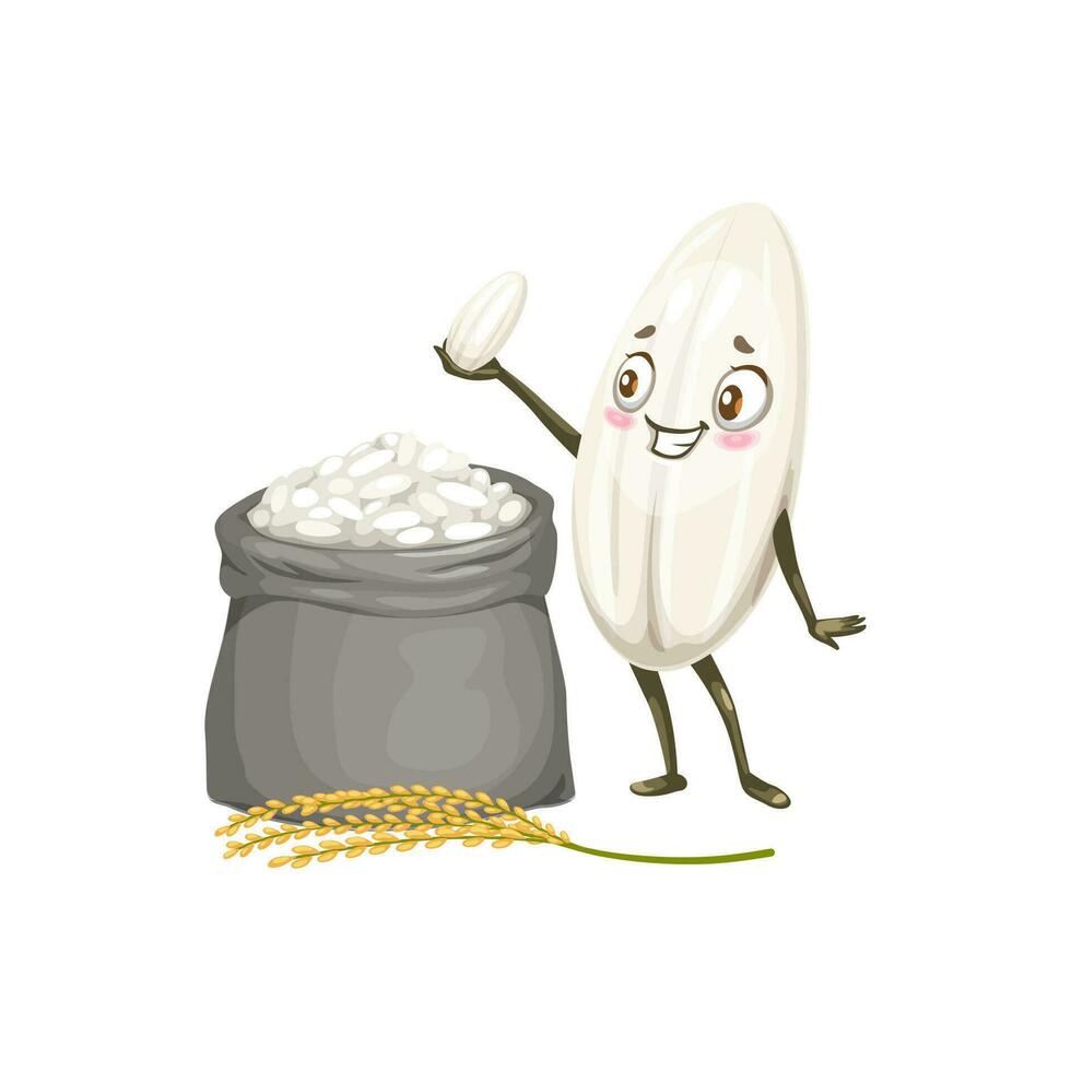 Rice cartoon grain character, cute cereal food 35389880 Vector Art at Vecteezy