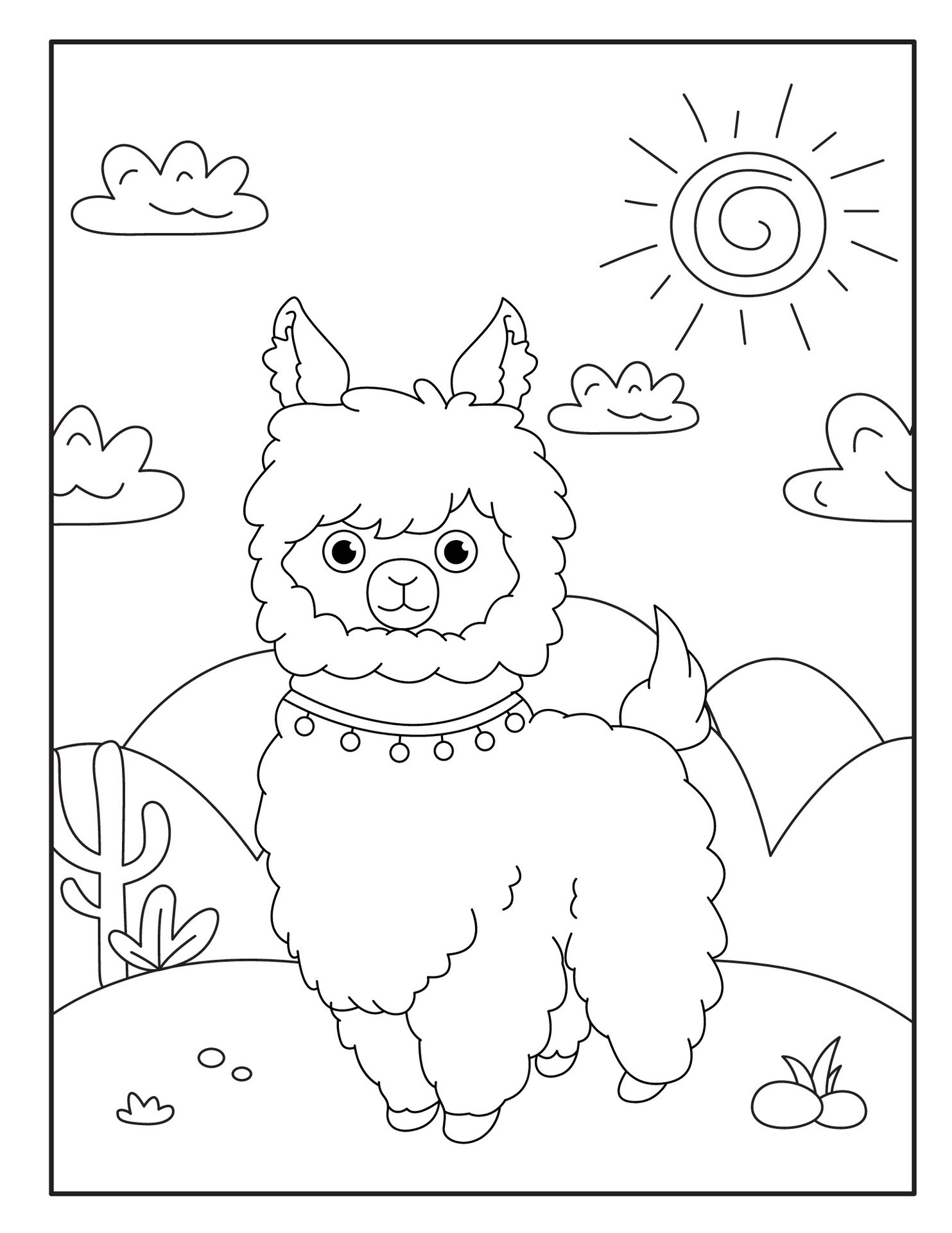 Cute llama coloring pages for children 35390104 Vector Art at Vecteezy