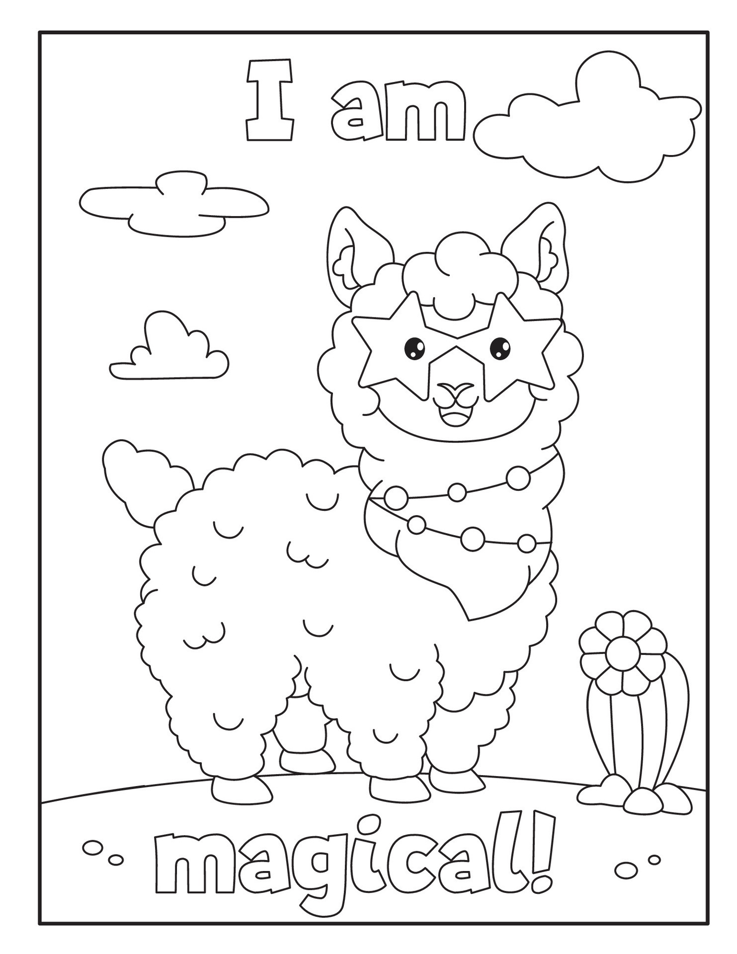 Cute llama coloring pages for children 35390109 Vector Art at Vecteezy