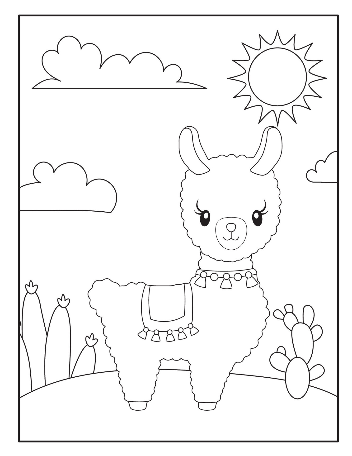 Cute llama coloring pages for children 35390116 Vector Art at Vecteezy