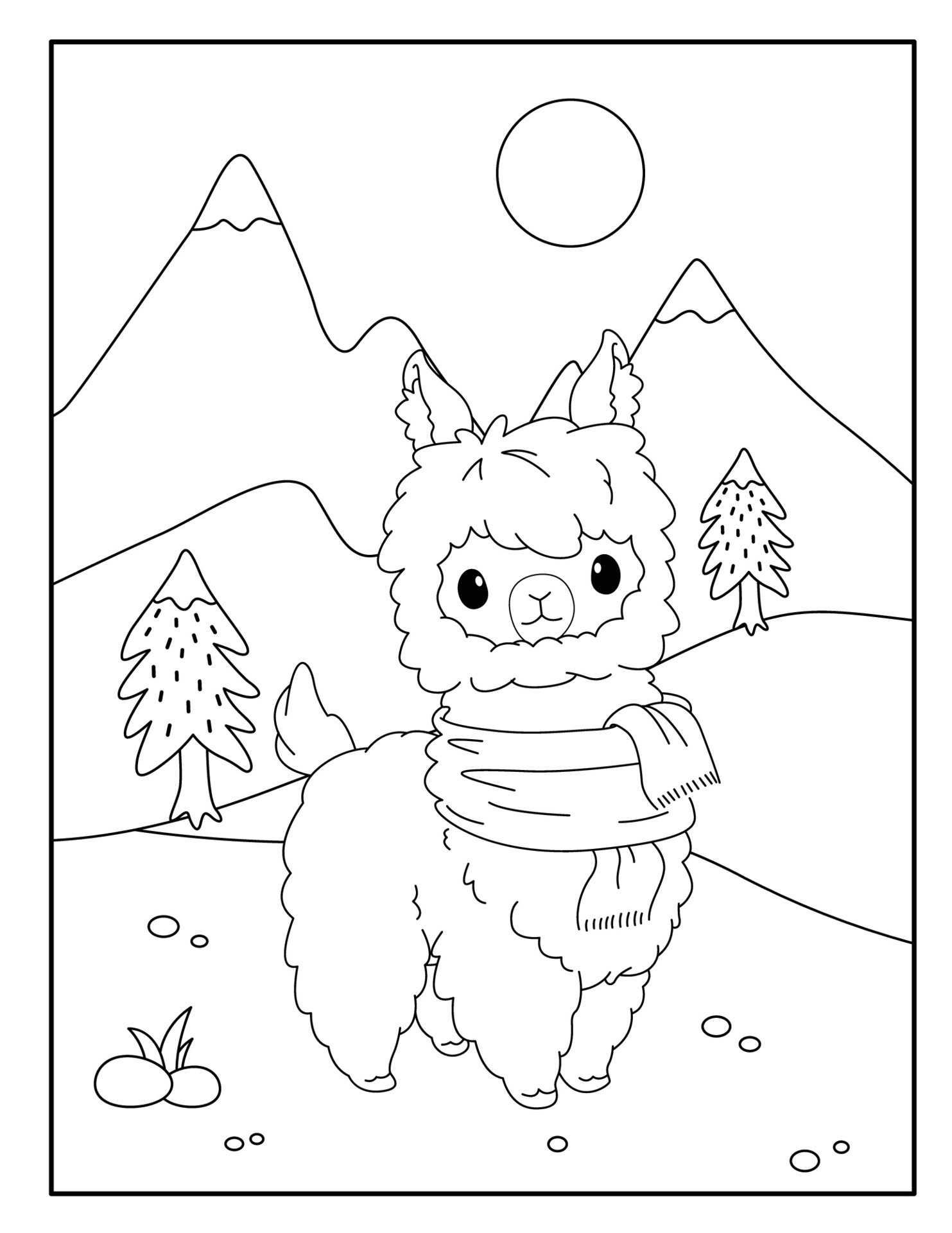 Cute llama coloring pages for children 35390136 Vector Art at Vecteezy