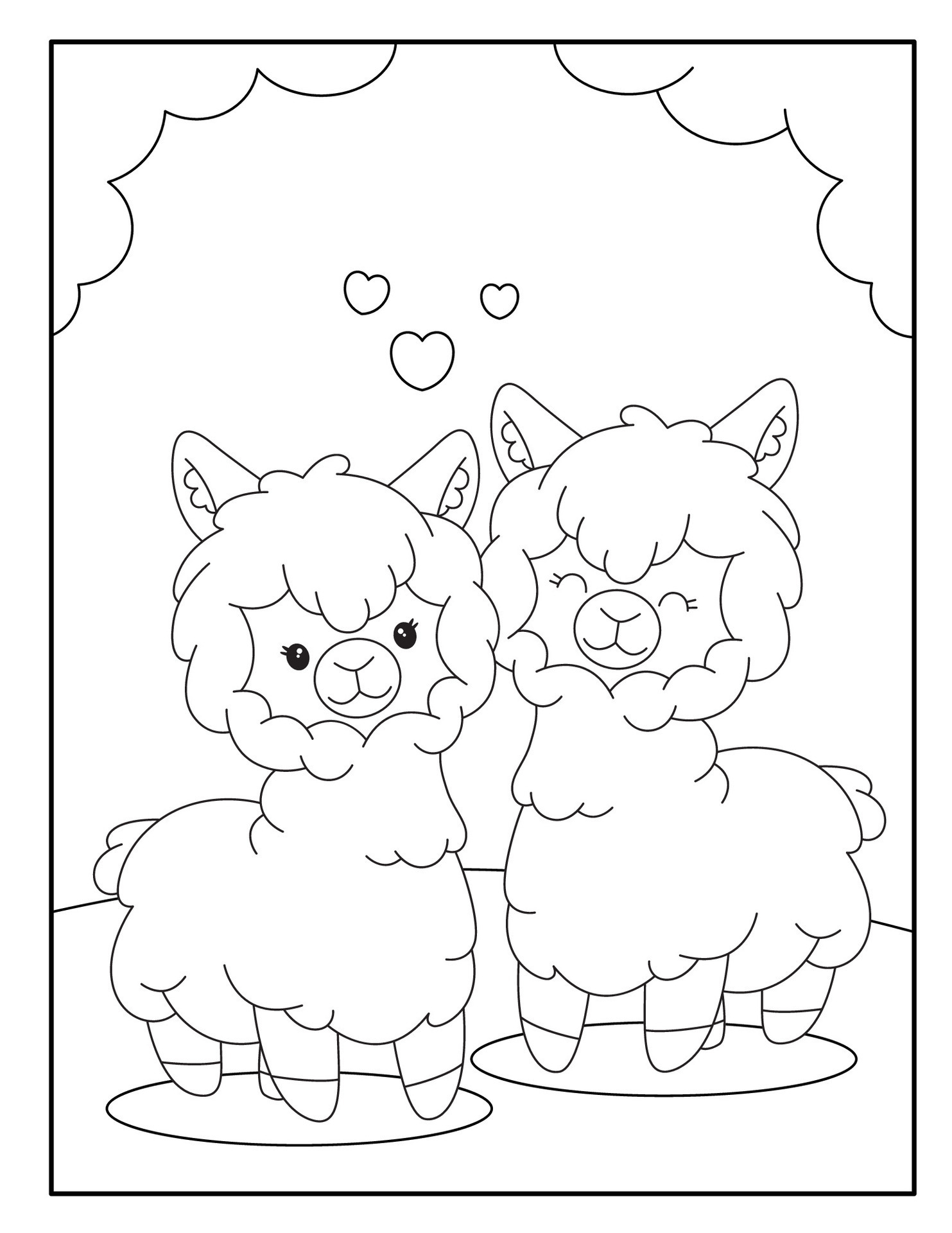 Cute llama coloring pages for children 35390187 Vector Art at Vecteezy