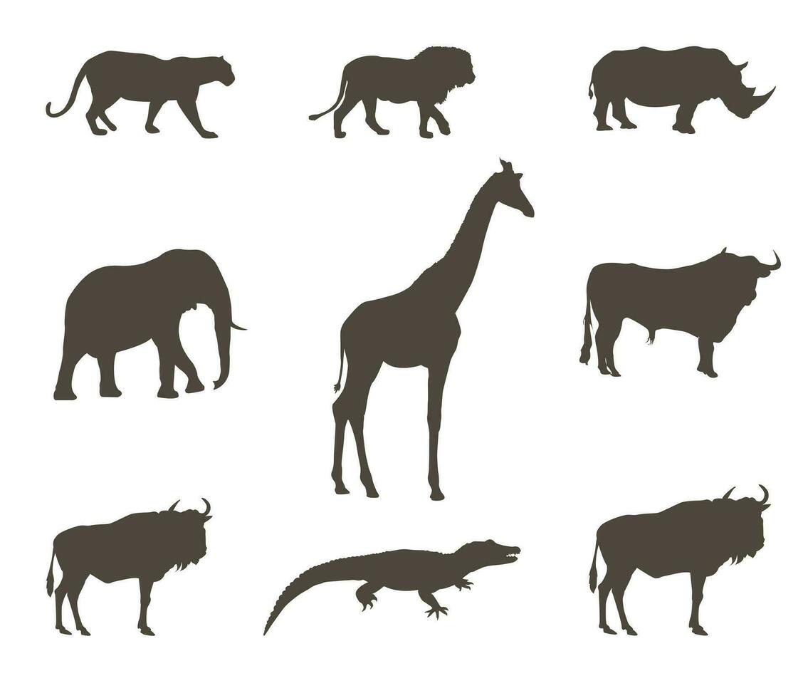 Set of African animal silhouettes. Savannah animals 35392987 Vector Art ...