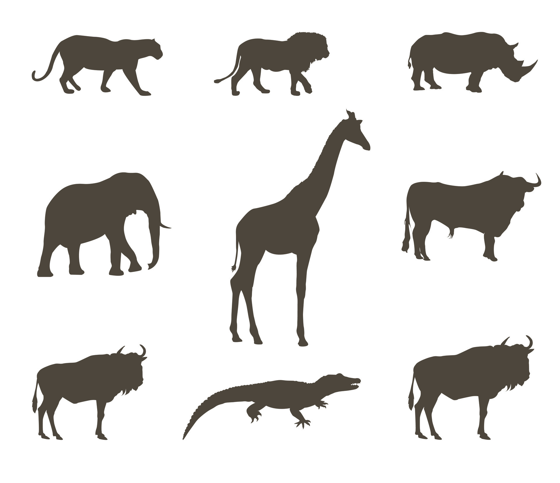 Set of African animal silhouettes. Savannah animals 35392987 Vector Art ...