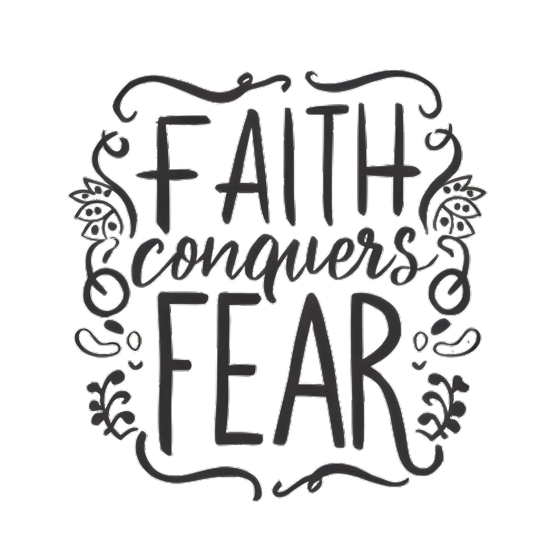 AI generated Faith conquers fear, hand drawn, calligraphy, minimal ... AI generated Faith conquers fear, hand drawn, calligraphy, minimal ...
