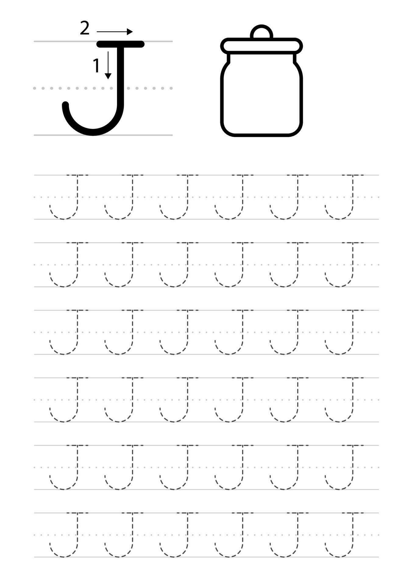 Printable letter J alphabet tracing worksheet 35401028 Vector Art at Vecteezy