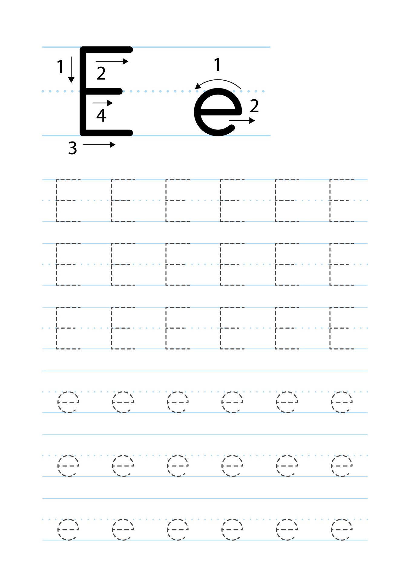 Printable letter E alphabet tracing worksheet 35401064 Vector Art at ...