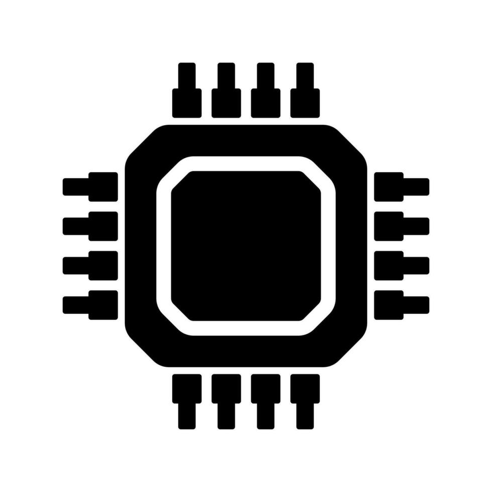 Electronic Chip Vector Icon Isolated On White Background Computer Chip Icon Cpu Microprocessor