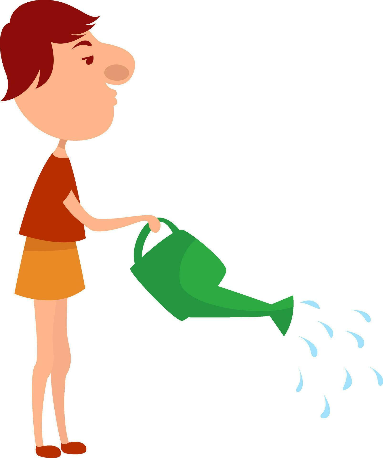 Man Watering Flowers Illustration Vector On White Background 35403084
