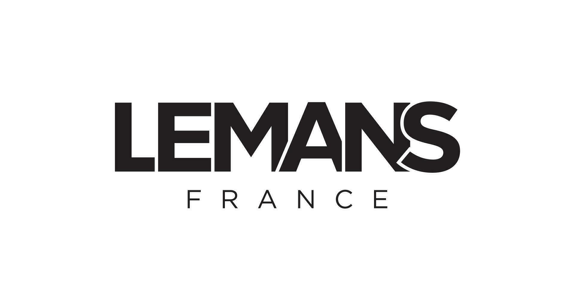 Le Mans in the France emblem. The design features a geometric style, vector illustration with ...