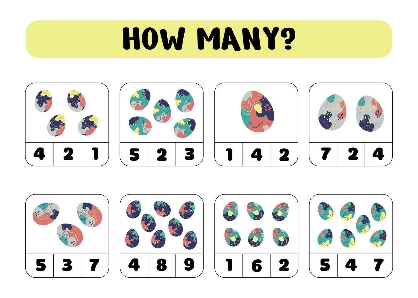 How many easter eggs.Educational mathematical game. Count the number of ...