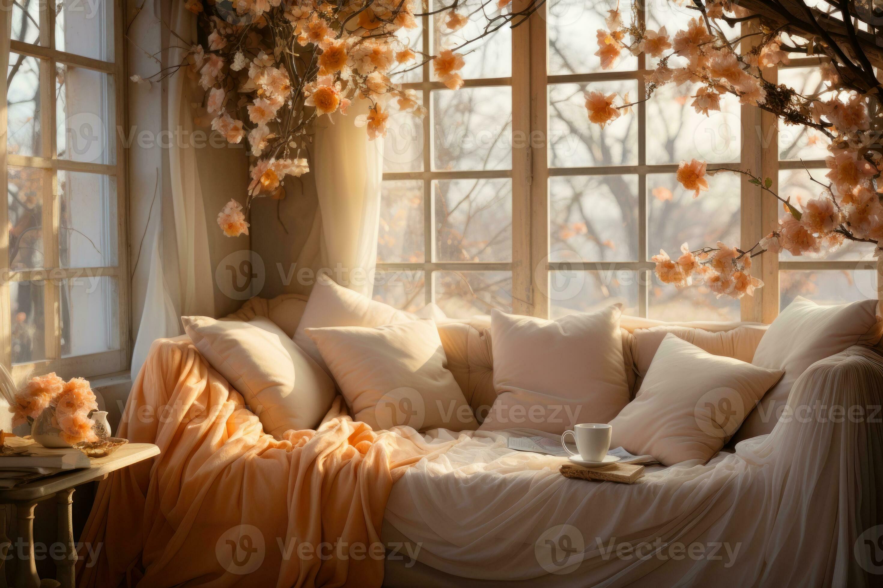 AI generated Embracing the serenity of a fog kissed morning in a cozy room, hygge concept ...