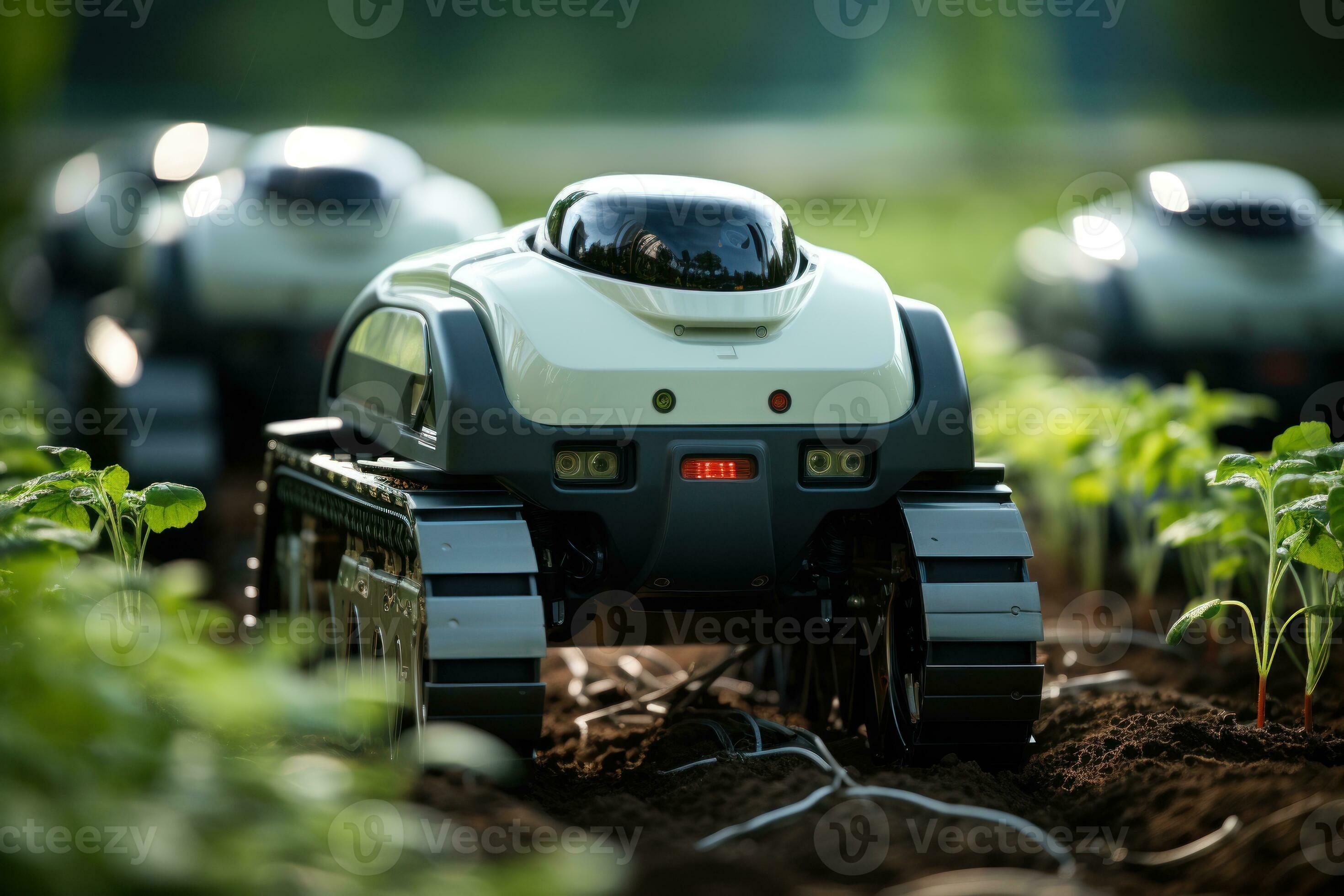 AI generated Smart farming revolution robots cultivate crops in high ... AI generated Smart farming revolution robots cultivate crops in high ...