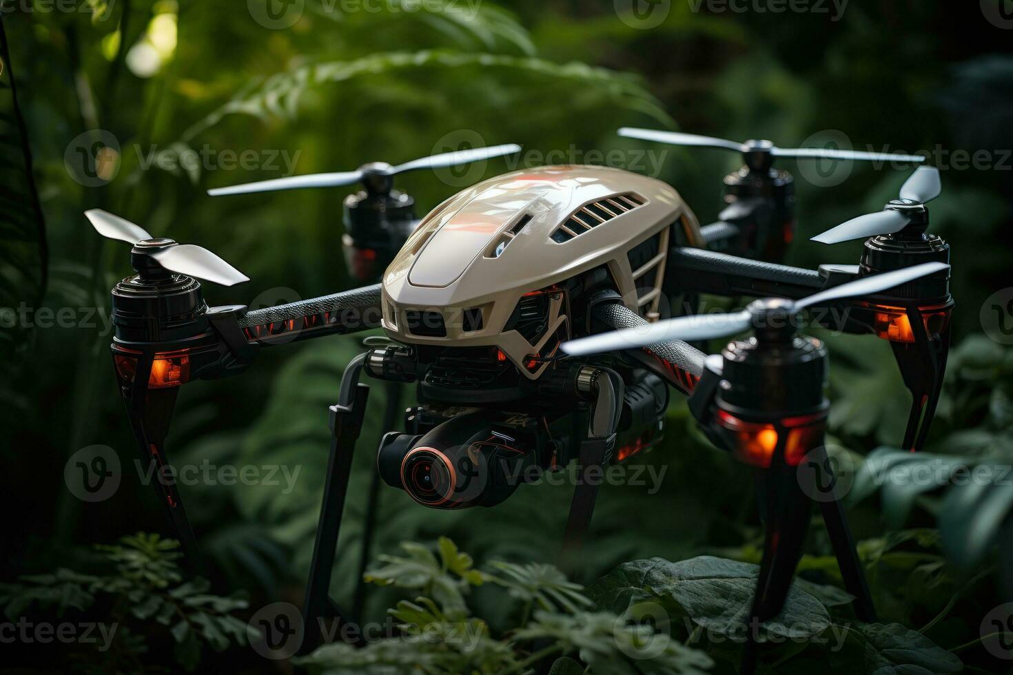AI generated Tech guardians drones and robots safeguarding wildlife habitats, futurism image ...