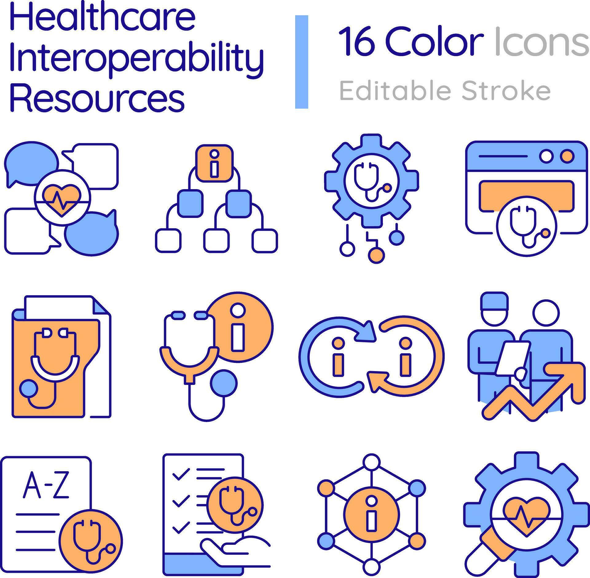 2D editable multicolor thin line icons set representing healthcare ... 2D editable multicolor thin line icons set representing healthcare ...