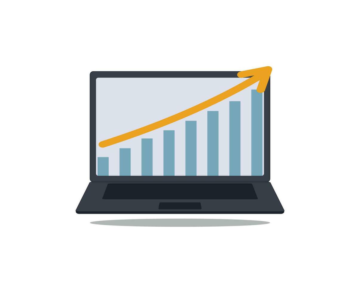 growth graph chart on a laptop screen or business analysis concept ...