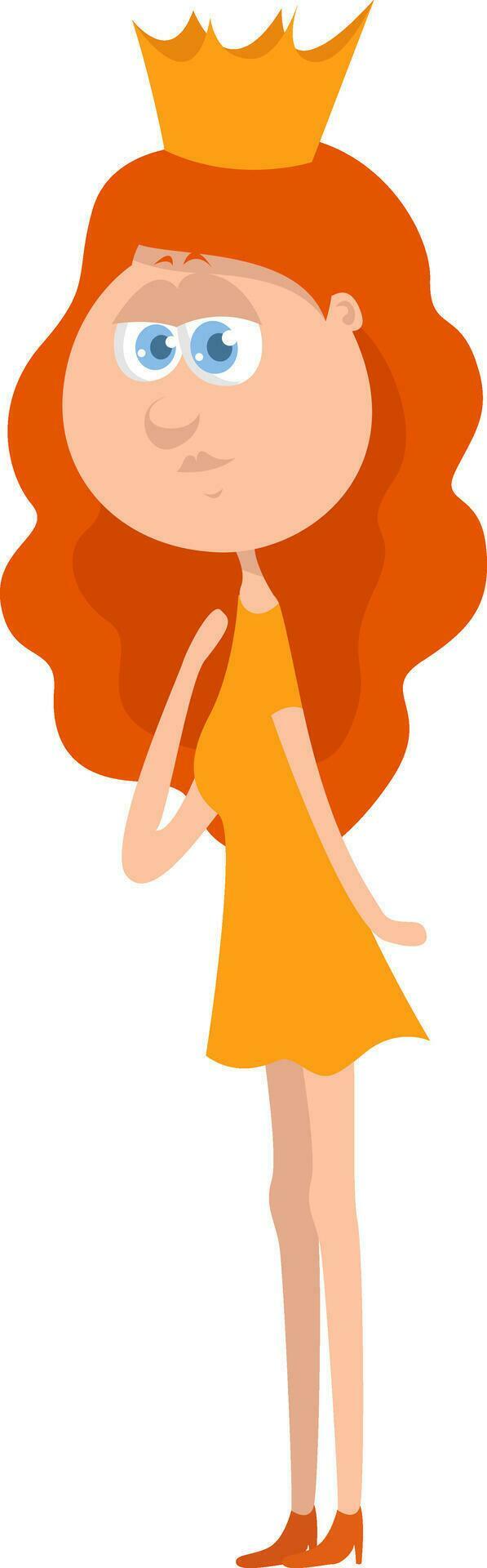 Girl With A Crown And Red Hair Illustration Vector On White