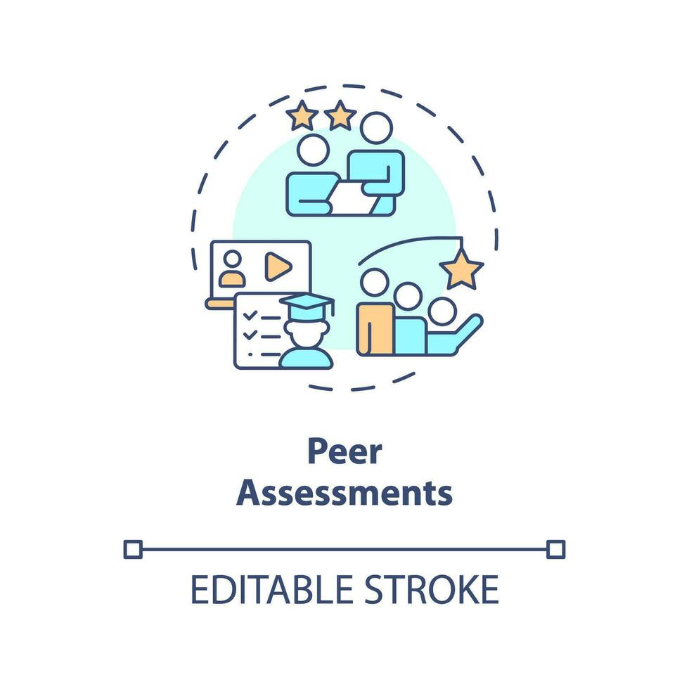 2D editable multicolor icon peer assessments concept, simple isolated ...