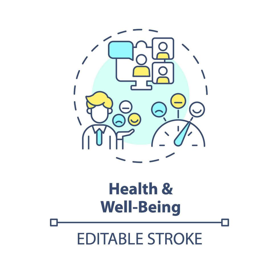 2d Editable Multicolor Icon Health And Wellbeing Concept Simple