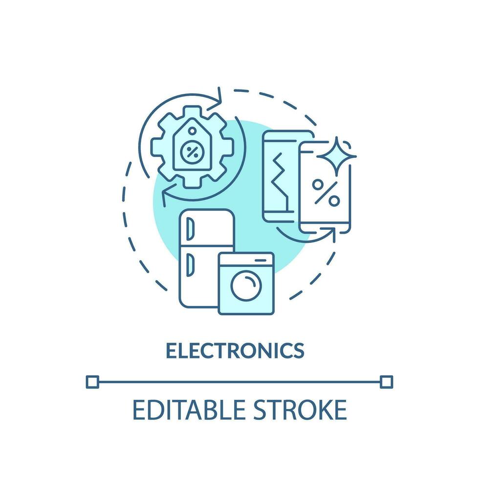 2D editable blue icon electronics concept, simple monochromatic ...