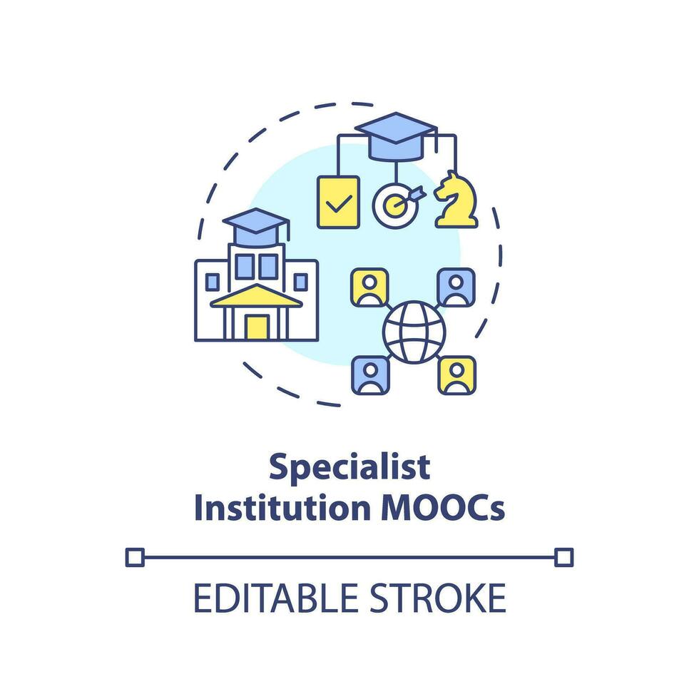 2d Editable Multicolor Icon Specialist Institution Moocs Concept
