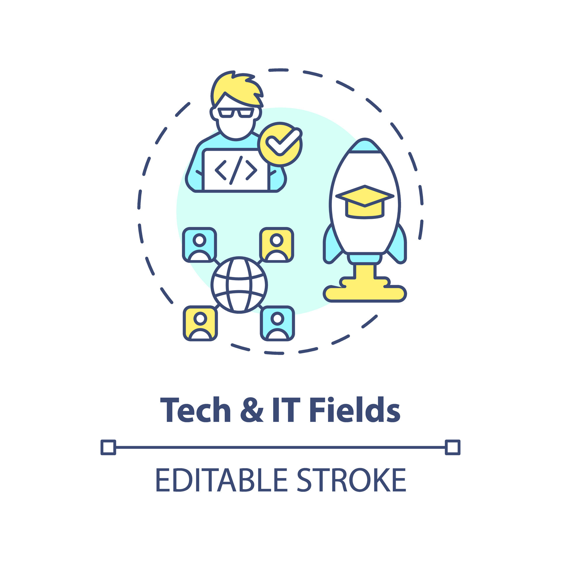 2d Editable Multicolor Icon Tech And It Fields Concept Simple Isolated