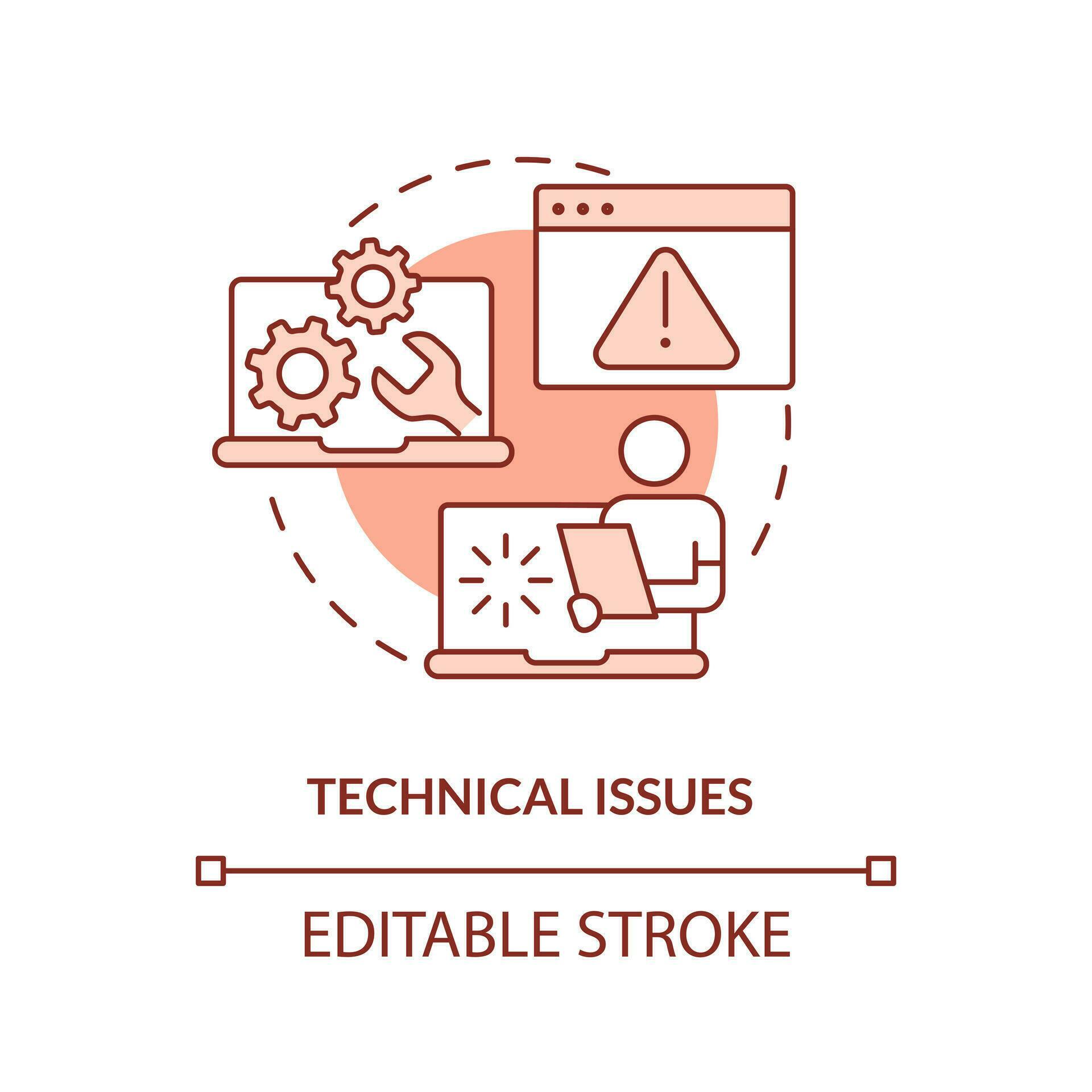 2D editable technical issues thin line red icon concept, isolated ... 2D editable technical issues thin line red icon concept, isolated ...