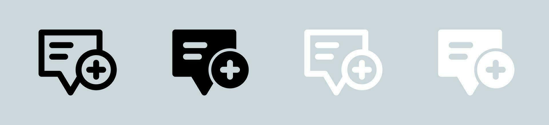 Create message icon set in black and white. Chat signs vector ...