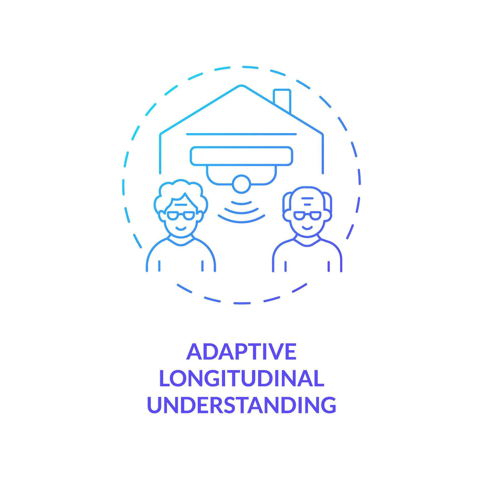 2d Thin Line Gradient Icon Adaptive Longitudinal Understanding Concept Isolated Vector Blue